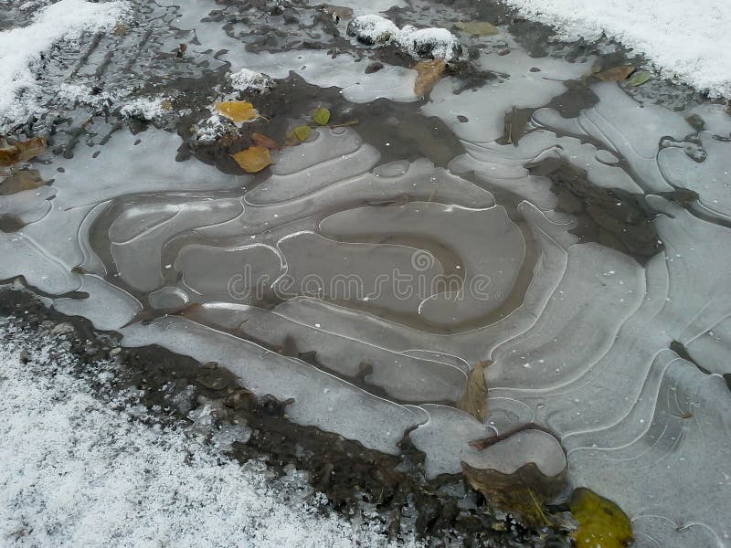 A frozen puddle stock image. Image of leaf, puddle, pool - 77586261