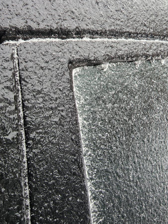 Frozen Rain Ice and Sleet on a Black Vehicle Stock Image - Image of ...