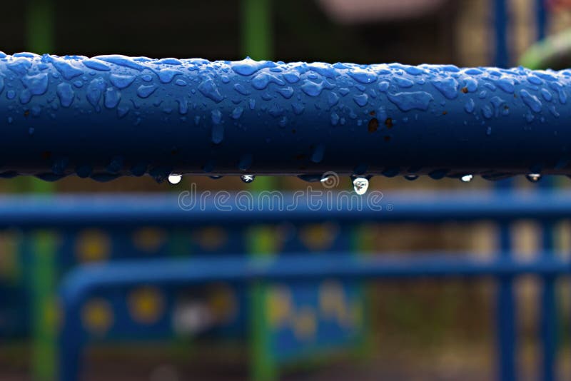 Frozen Raindrops on Blue Pipe Close Up Stock Image - Image of fresh ...