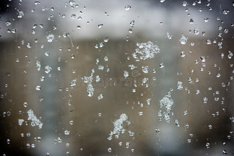 Frozen raindrops on glass stock photo. Image of abstract - 86546940