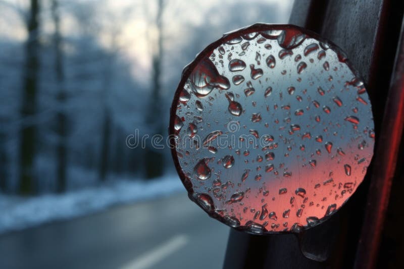 Frozen Raindrops on a Vehicle Side Mirror Stock Illustration ...