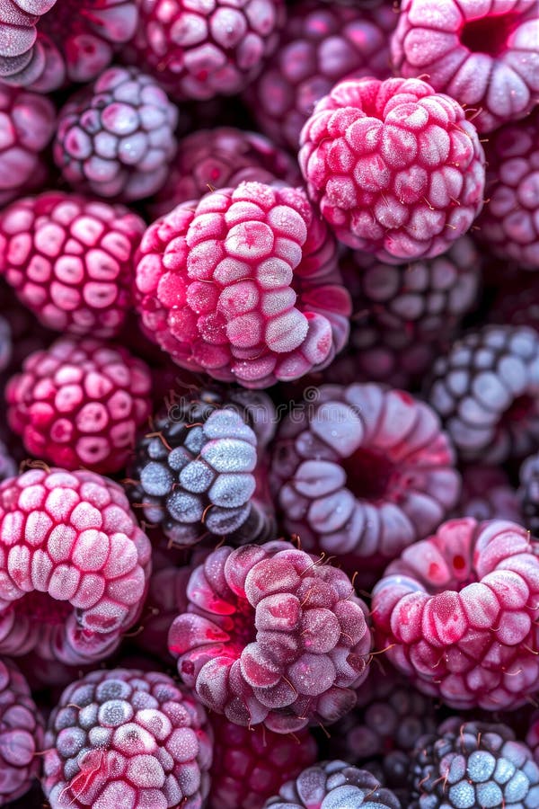Frozen Raspberry Fruit, Macro Photo, Natural Food Texture Wallpaper ...