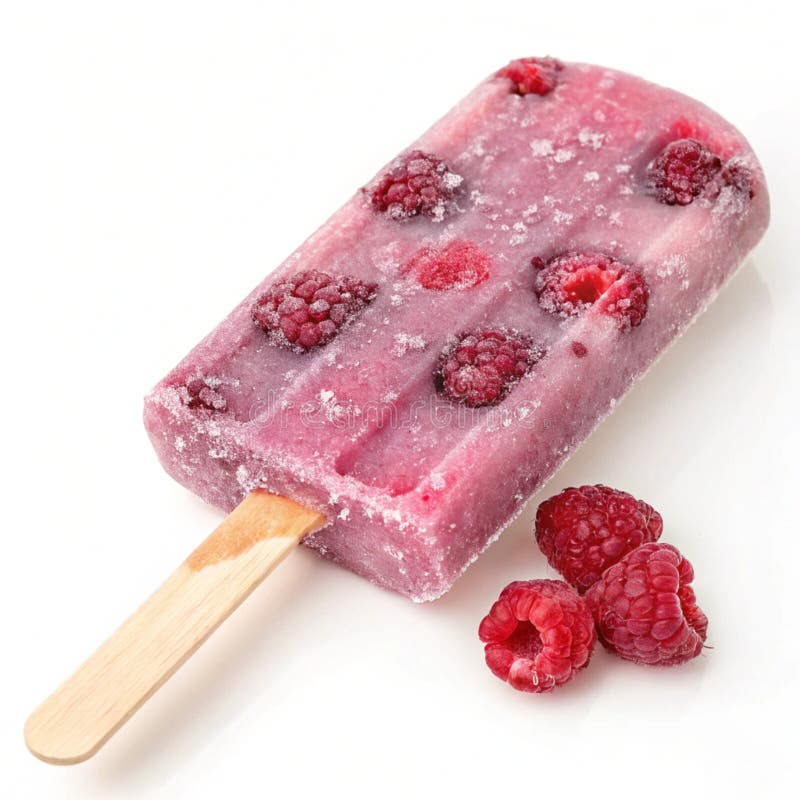 Frozen Raspberry Popsicle Isolated on White Background Stock ...