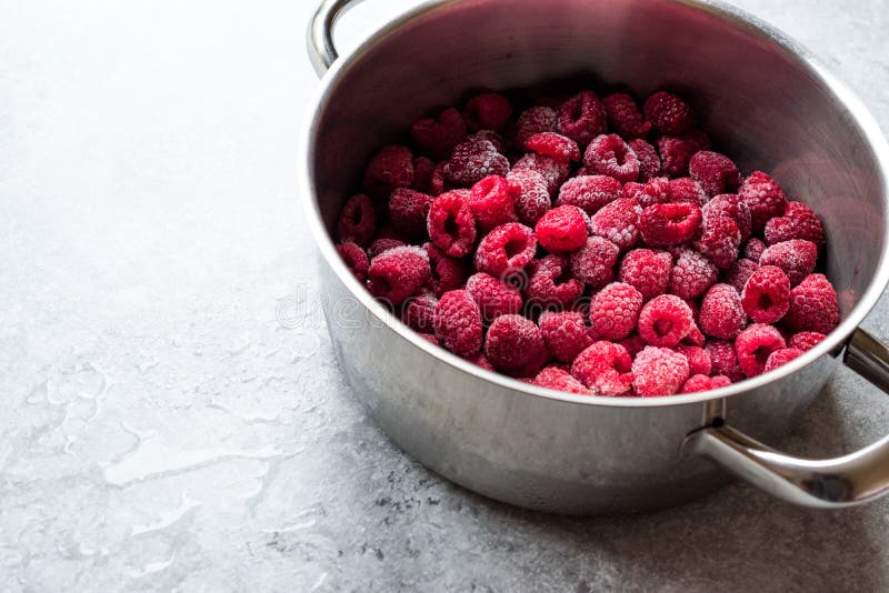 Frozen Raspberry in Pot Ready To Cook Stock Photo - Image of cooking ...