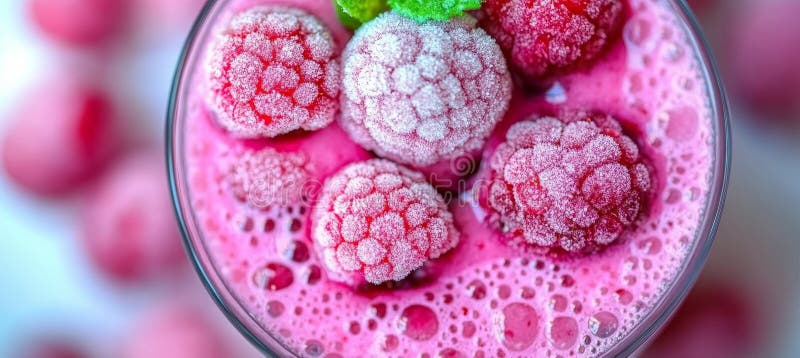Frozen Raspberry Smoothie Delight an Overflow of Red Raspberries with ...