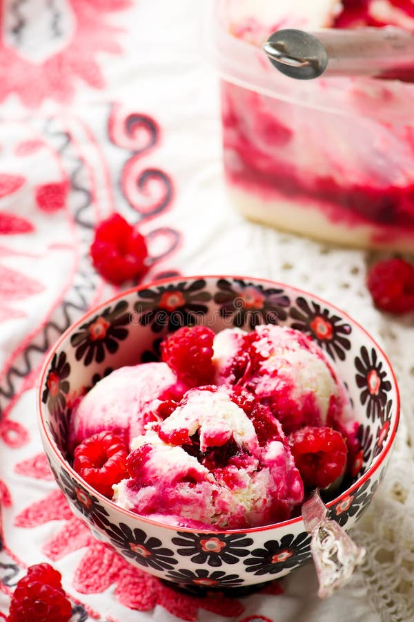 The Frozen Raspberry Yogurt Stock Photo - Image of refreshment, food ...