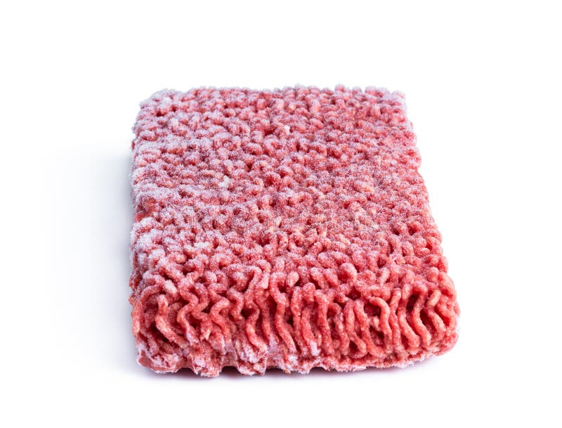 Frozen Raw Minced Beef Isolated on White Stock Photo - Image of ...