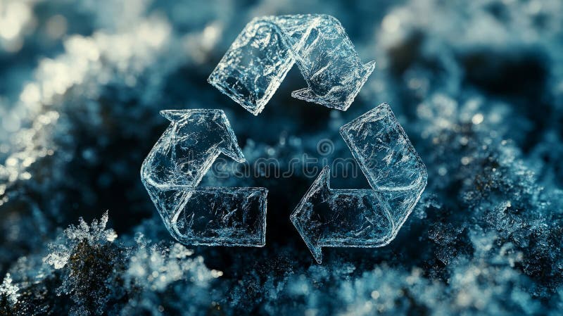 Frozen Recycling Symbol on Icy Surface, Eco-friendly Concept Stock ...