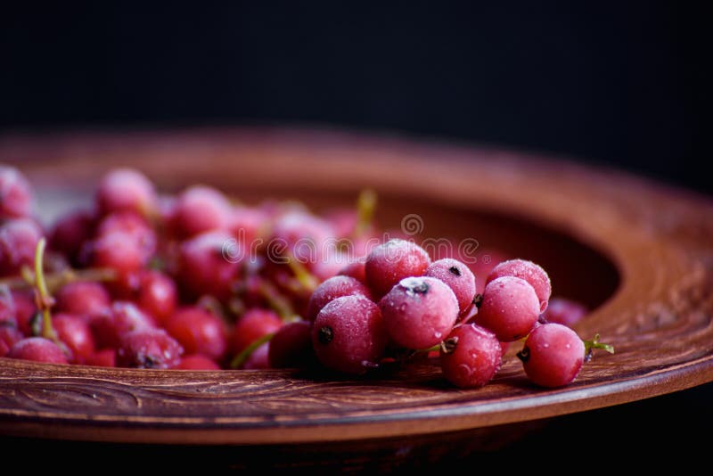 Frozen Red Currant in a Decorative Red Bucket Stock Photo - Image of ...