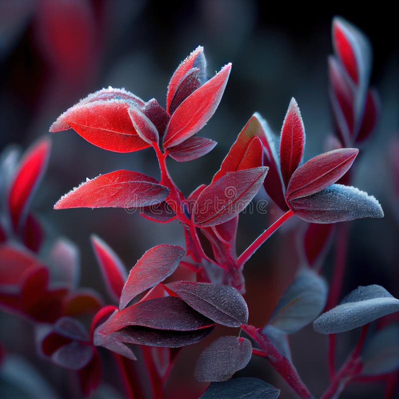 Frozen Red Leaves, the First Frosts. Stock Photo - Image of nature ...