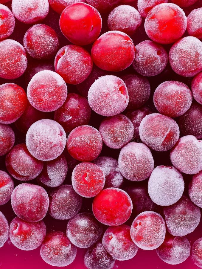 Frozen Red Plums Background Frozen Plums Winter Texture Red Fruit Food ...
