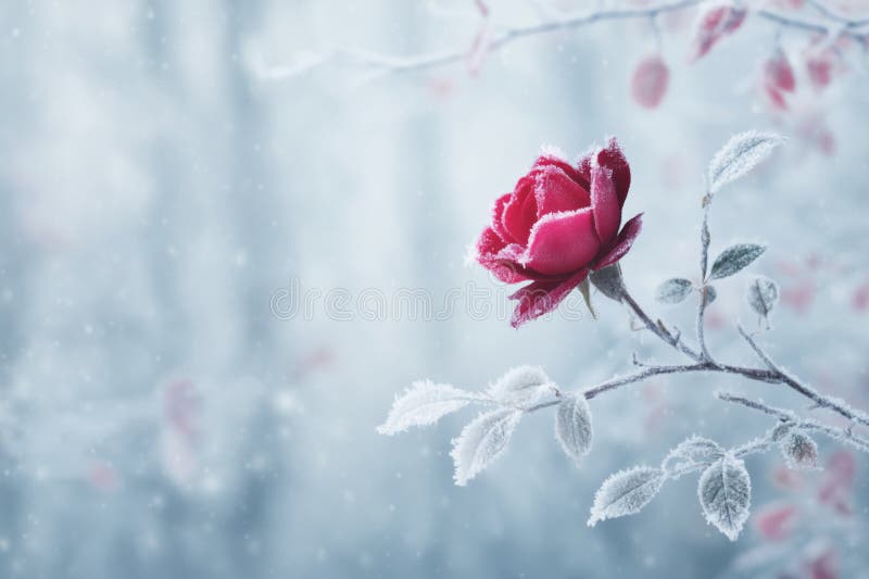 Frozen red rose stock illustration. Illustration of creative - 378705093