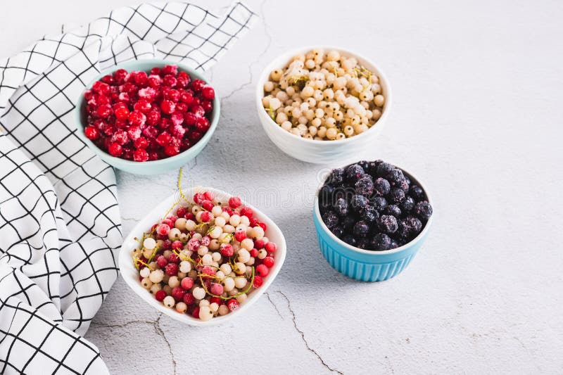Frozen Red White Black Currants Viburnum Cups Table Stock Photos - Free ...