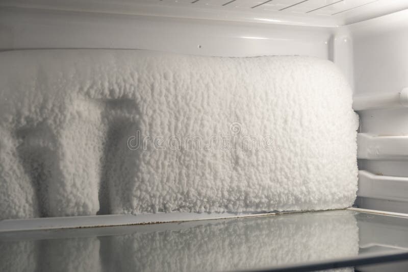Frozen Refrigerator that Needs To Be Defrosted. Stock Image - Image of ...