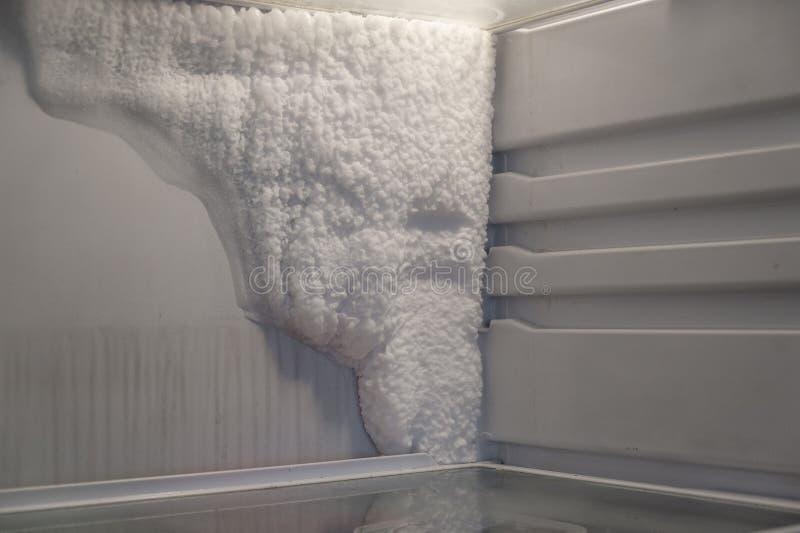 Frozen Refrigerator that Needs To Be Defrosted. Stock Photo - Image of ...