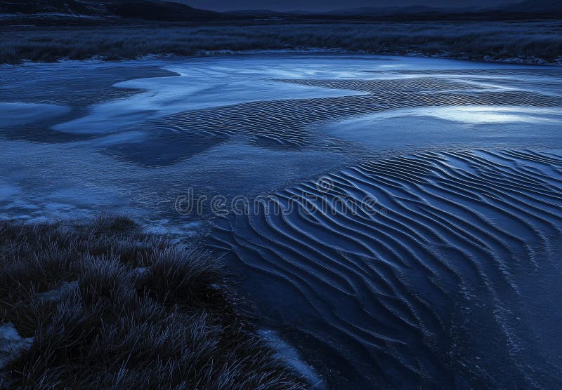 Frozen Ripples Night Landscape Photography High Quality Image Stock ...