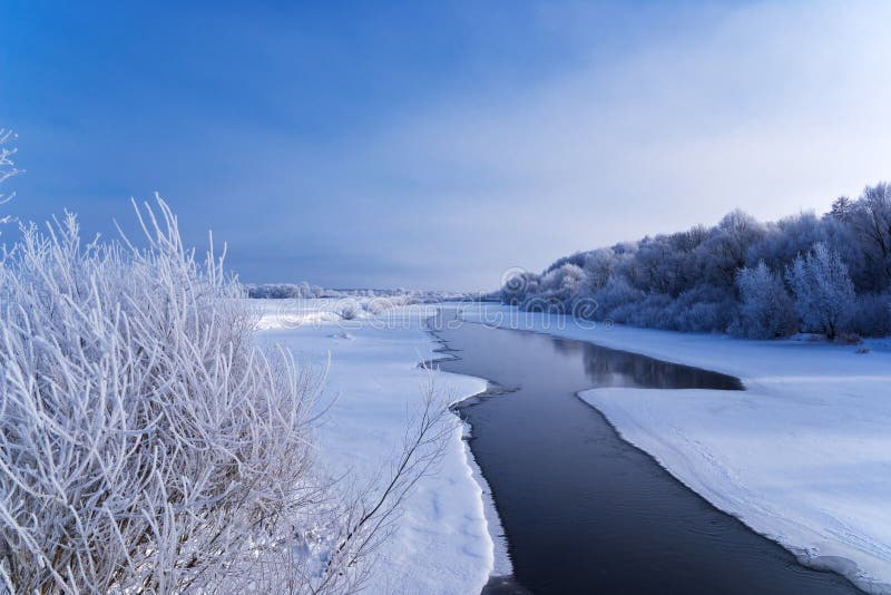 Frozen river stock photo. Image of season, scenics, flowing - 12494862