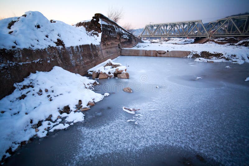 Frozen river stock image. Image of degrees, cold, banks - 38496793