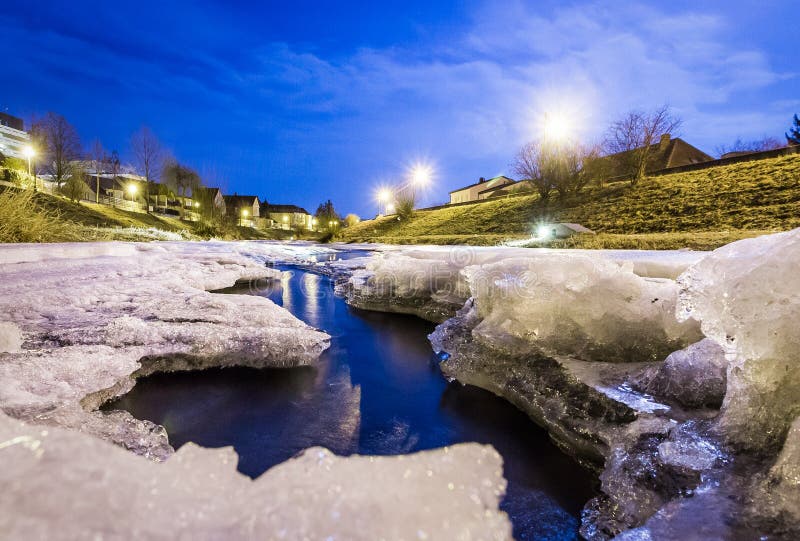 Frozen river close up stock image. Image of city, fresh - 95411341