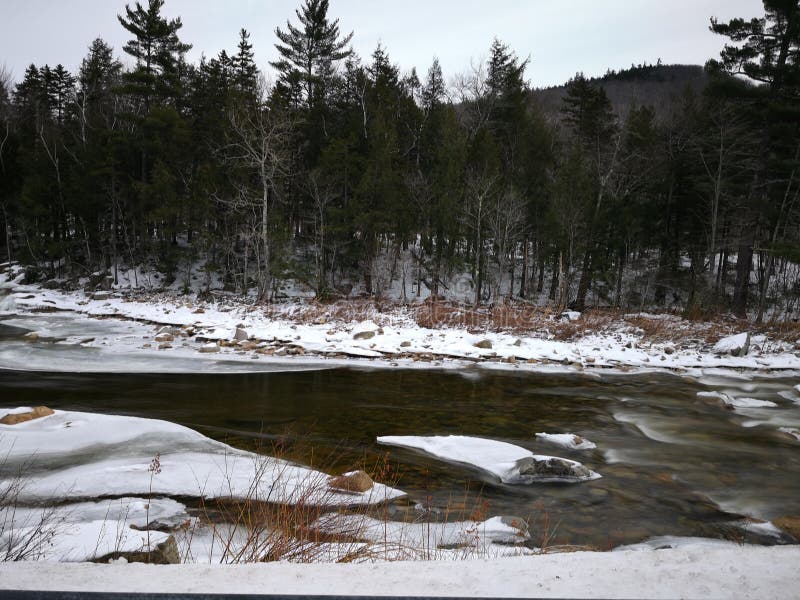 Frozen river. stock image. Image of trees, frozen, winter - 122930533