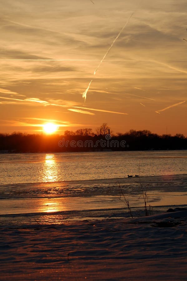 Frozen river sunset stock photo. Image of frozen, beautiful - 1960688