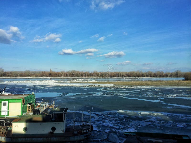 Frozen river stock photo. Image of view, river, banks - 85553256