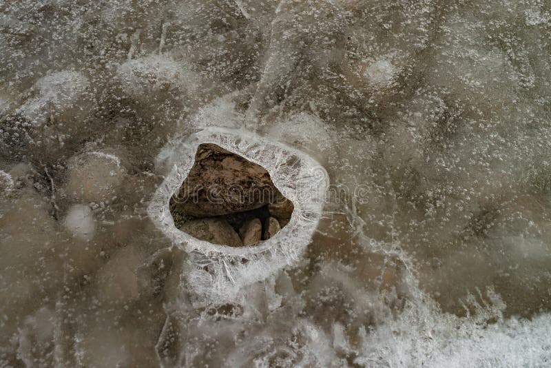 Frozen River Water Texture Near the Rocks Stock Image - Image of ...