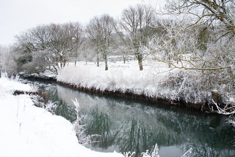 Frozen River Winter Snow and Ice Stock Image - Image of river ...