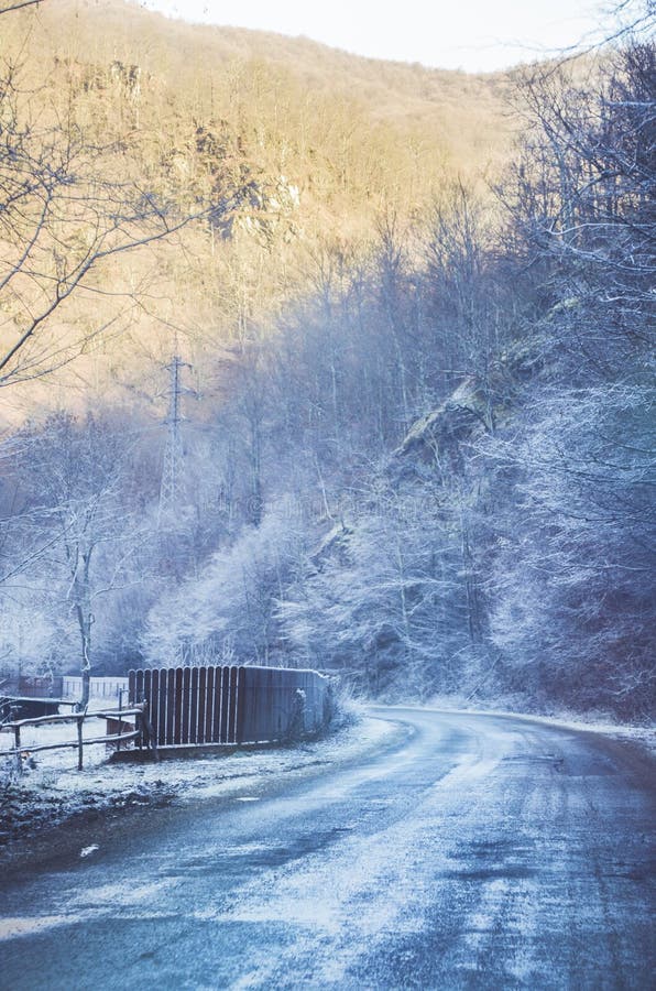 Frozen Road stock image. Image of tarnita, cold, frozen - 64370093