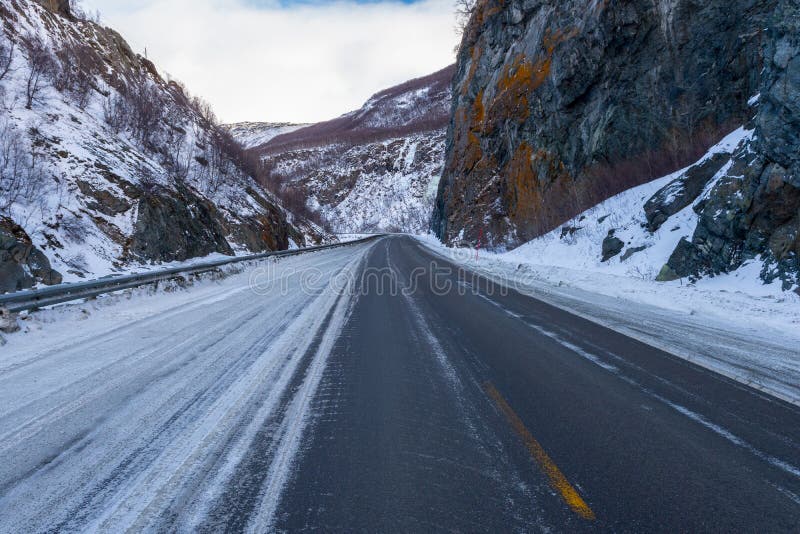 Frozen Road, Norway stock image. Image of finland, dangerous - 78417219