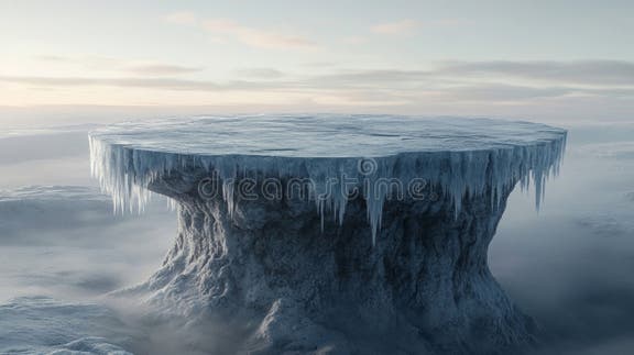 Frozen Rock Platform in a Misty Landscape Stock Illustration ...
