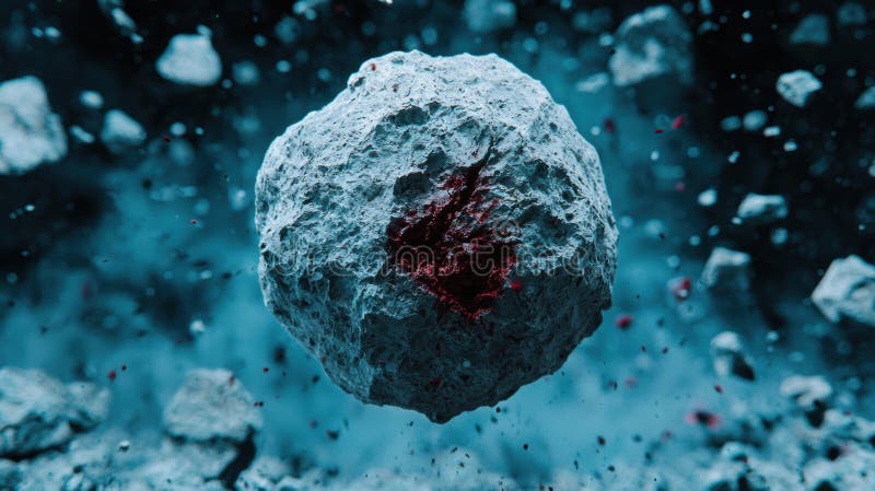 Frozen Rock with Red Crystal Core Stock Illustration - Illustration of ...