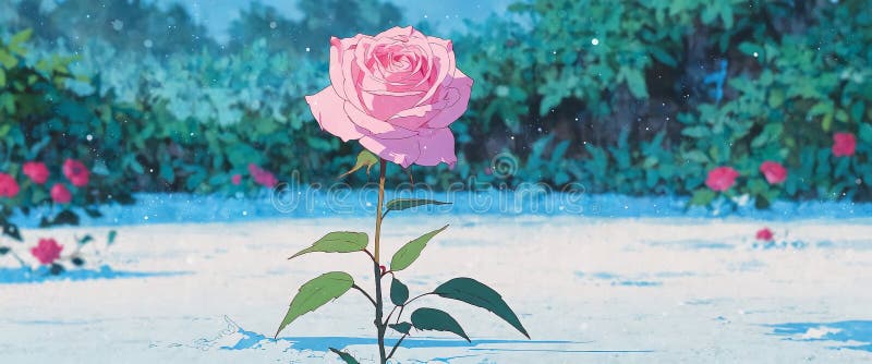 Frozen Rose, Garden, Anime Background, Wallpaper. Stock Image - Image ...
