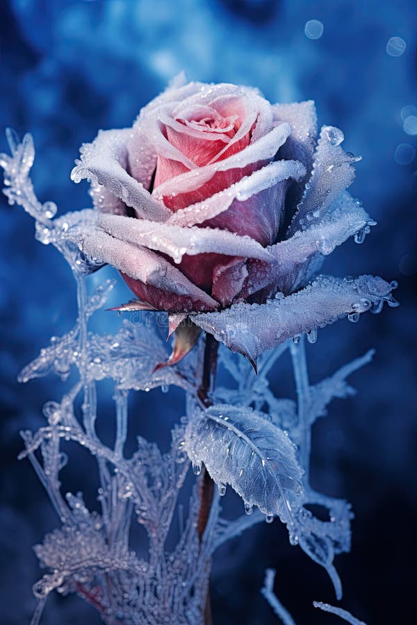 Frozen Rose Poster Design. Generative Ai Stock Illustration ...