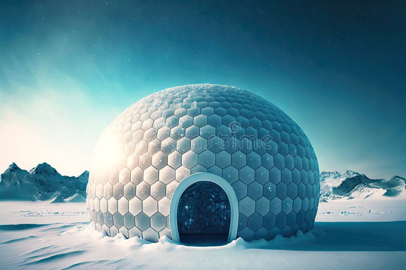 Frozen Round House Snow Igloo at North Pole Stock Illustration ...