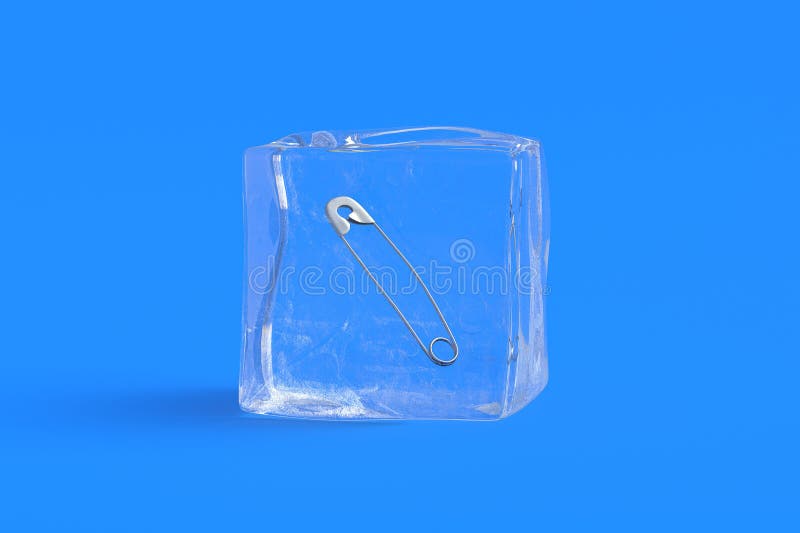 Frozen Safety Pin in Ice Cube. Stock Illustration - Illustration of ...