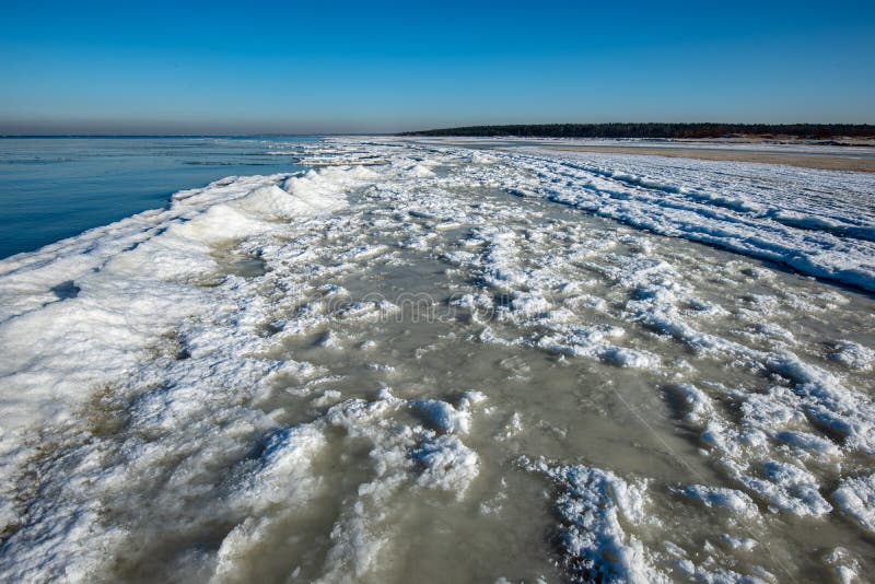 Frozen Sand Textures in Winter by the Sea Beach Stock Image - Image of ...