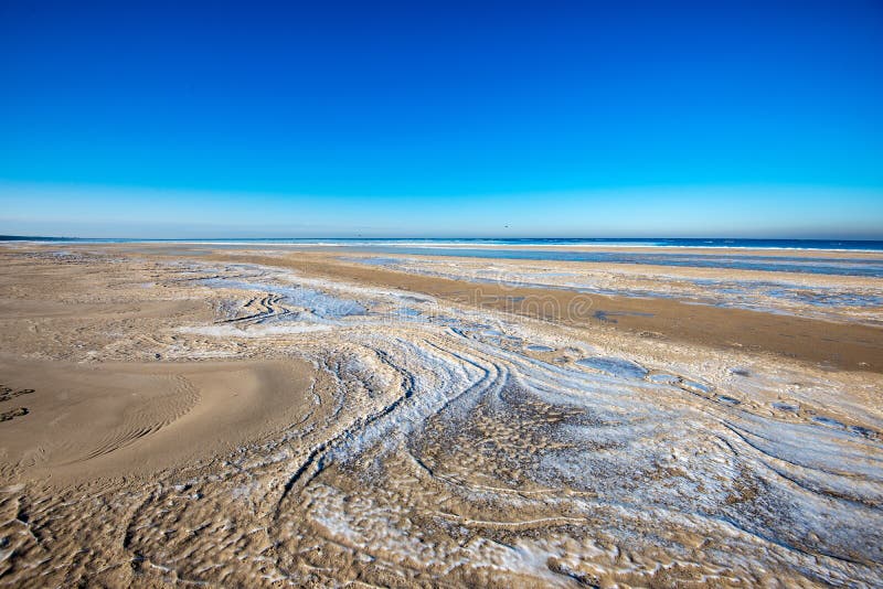 Frozen Sand Textures in Winter by the Sea Beach Stock Photo - Image of ...