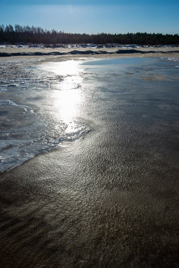 Frozen Sand Textures in Winter by the Sea Beach Stock Photo - Image of ...