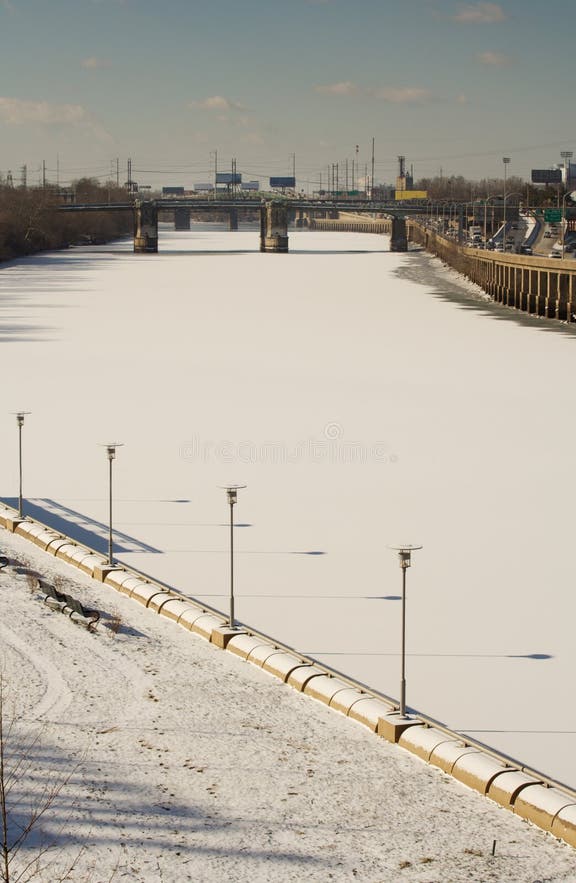 Frozen Schuylkill River stock photo. Image of penn, snowfall - 1943238