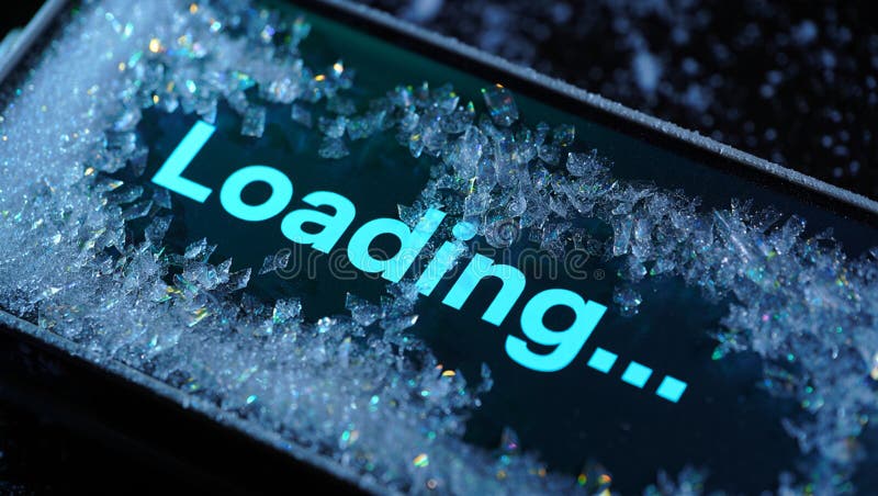 Frozen Screen Showing a Loading Bar in Winter Conditions Stock ...