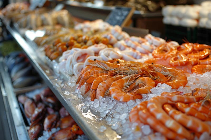 Frozen Seafood Food at the Market Stock Photo - Image of fresh, fish ...