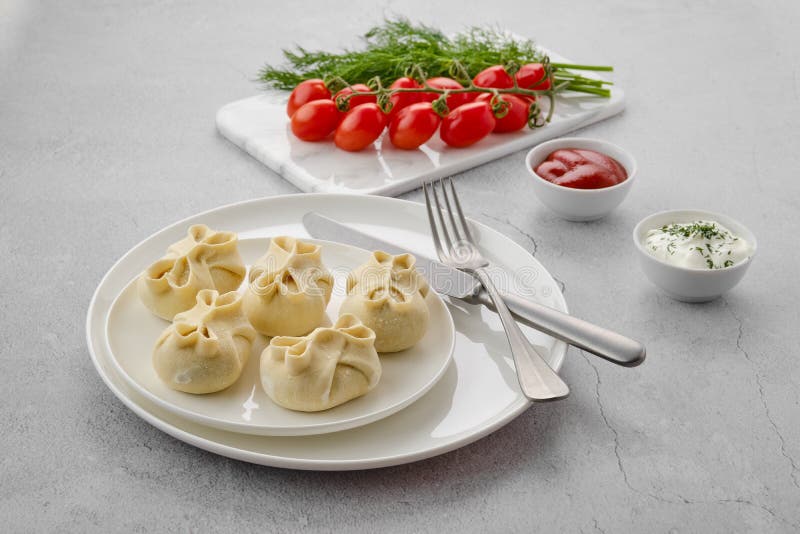 Frozen Semifinished Manti Stuffed with Meat Stock Image - Image of ...