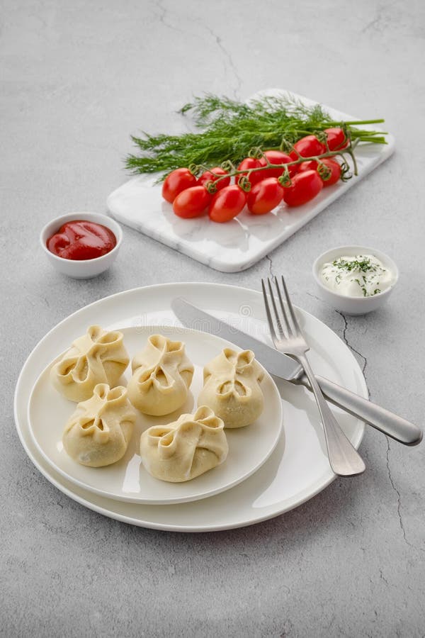 Frozen Semifinished Manti Stuffed with Meat Stock Photo - Image of dish ...