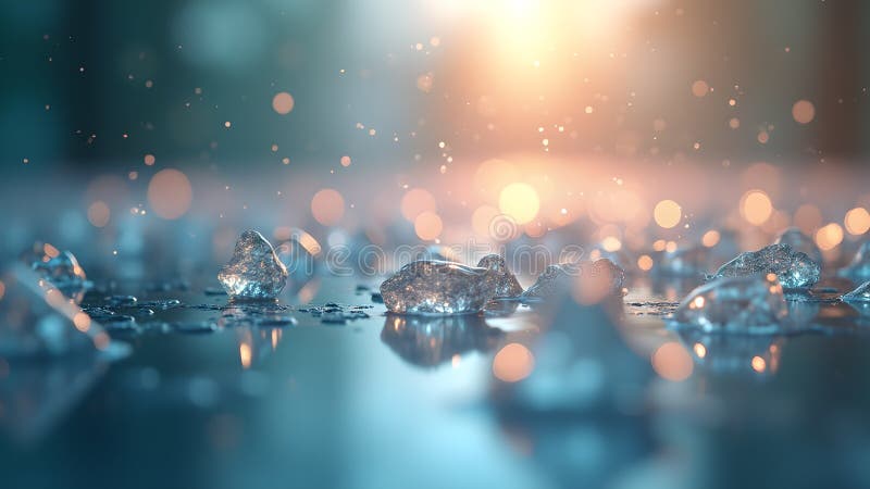 Frozen Shards, Glimmers of Light on Ice Chunks Stock Illustration ...