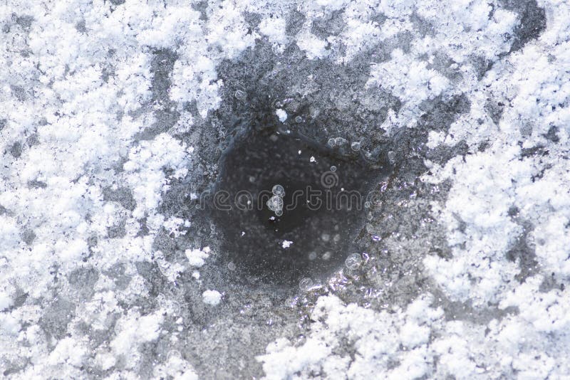Frozen Sheet of Water, Ice and Air Bubbles in the Lake Ice Stock Photo ...