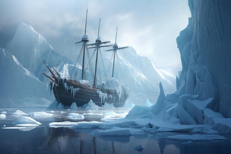 Frozen Ship Iceberg Pole. Generate Ai Stock Illustration - Illustration ...