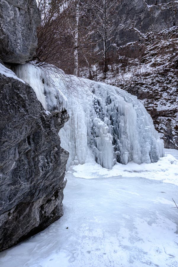 Frozen small waterfall stock image. Image of blue, frost - 169781851