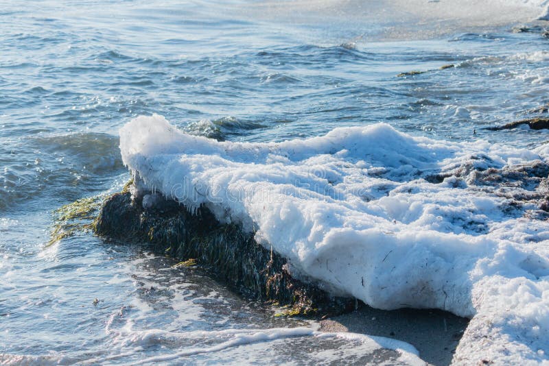 Frozen Snow in Beach Day Time at Denmark Stock Image - Image of travel ...