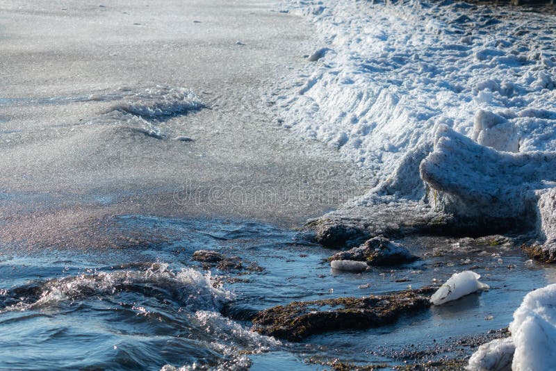 Frozen Snow in Beach Day Time at Denmark Stock Image - Image of frosty ...